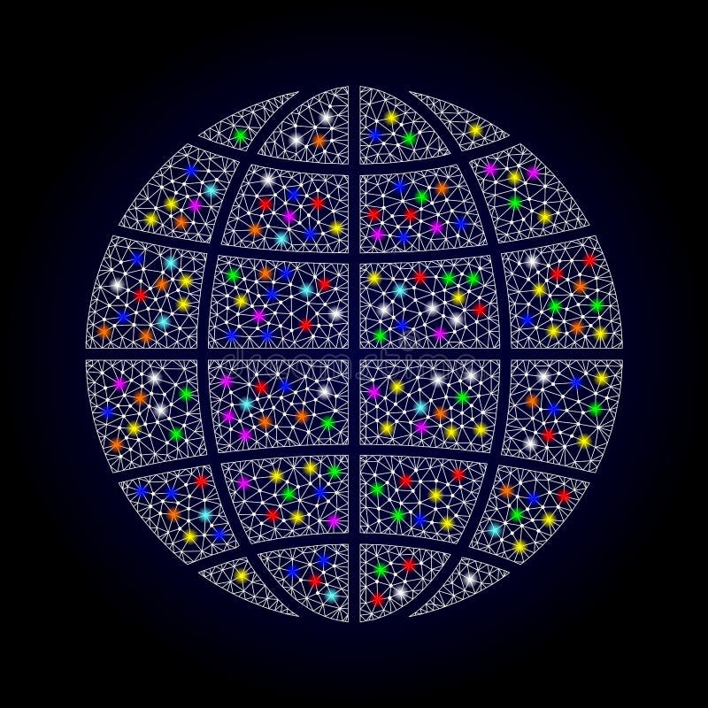 Mesh Wire Frame Globe with Colorful Light Spots Stock Vector ...