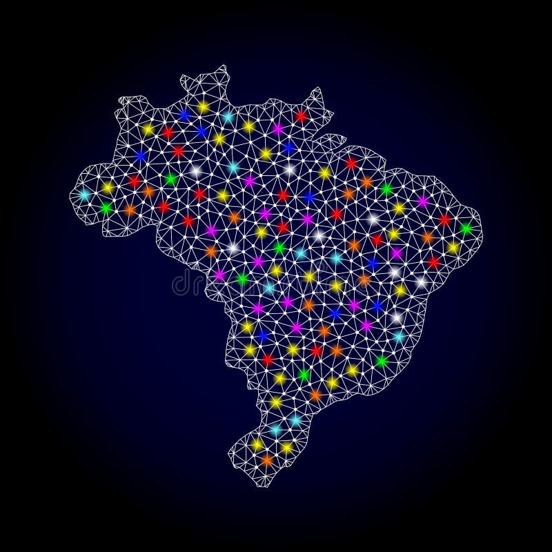 Mesh Network Map of Brazil with Colorful Light Spots Stock Vector ...