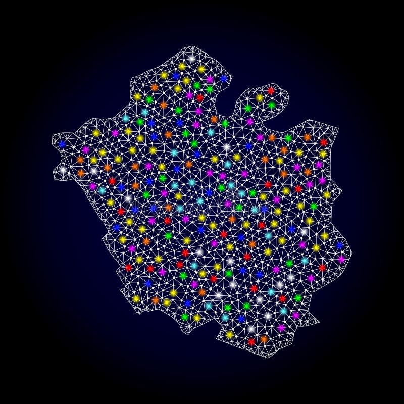 Mesh Network Map of Chandigarh City with Colorful Light Spots Stock ...