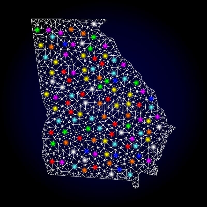 Mesh Network Map of Georgia State with Colorful Light Spots Stock ...