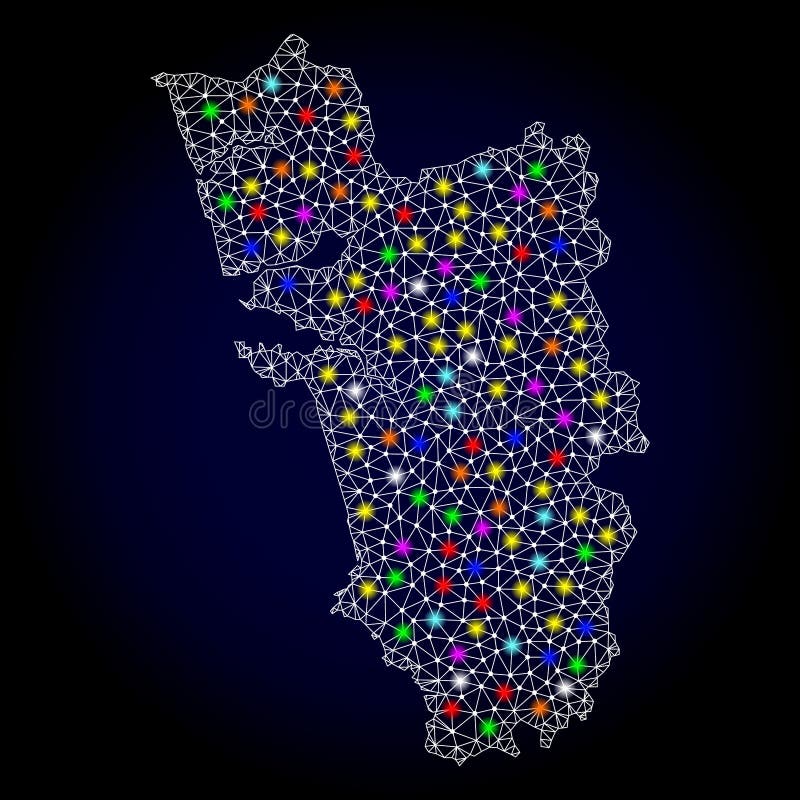 Mesh Carcass Map of Goa State with Colorful Light Spots Stock Vector ...