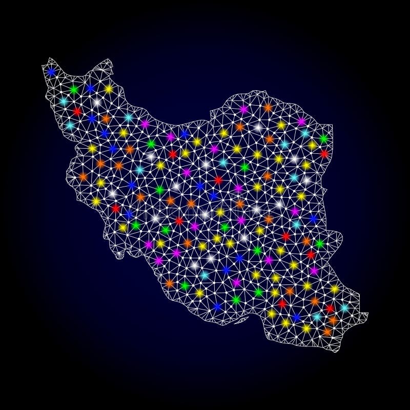 Mesh Network Map of Iran with Bright Light Spots Stock Vector ...