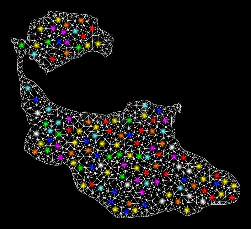 Mesh 2D Map of Tiran Island with Colorful Light Spots Stock Vector ...