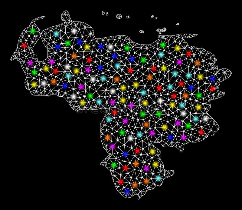 Mesh Network Map of Venezuela with Colorful Light Spots Stock Vector ...