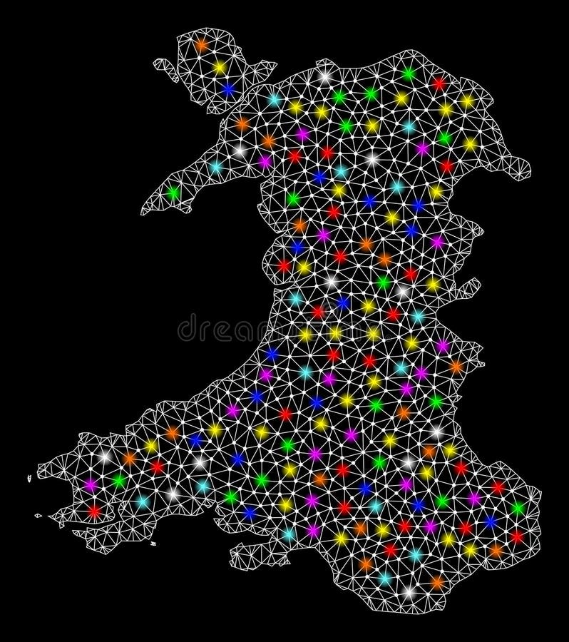 Mesh 2D Map of Wales with Bright Light Spots Stock Vector ...
