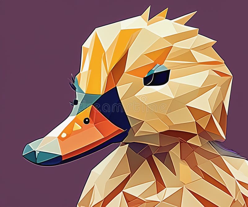 Polygonal Vector Portrait of a Cute Duck Stock Illustration ...