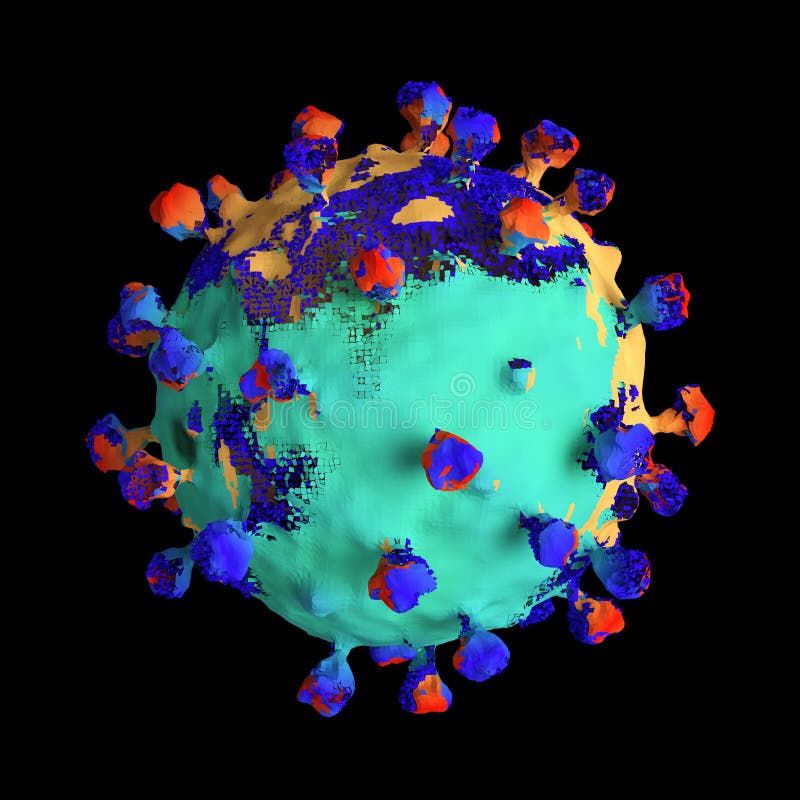 Polygonal Virus Changes Color on Black Background Stock Illustration ...