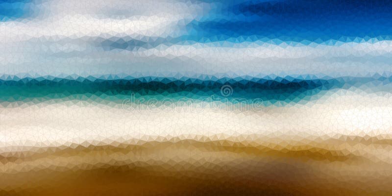 Polygonal Wave, Blue Ocean Sandy Beach Stock Illustration ...