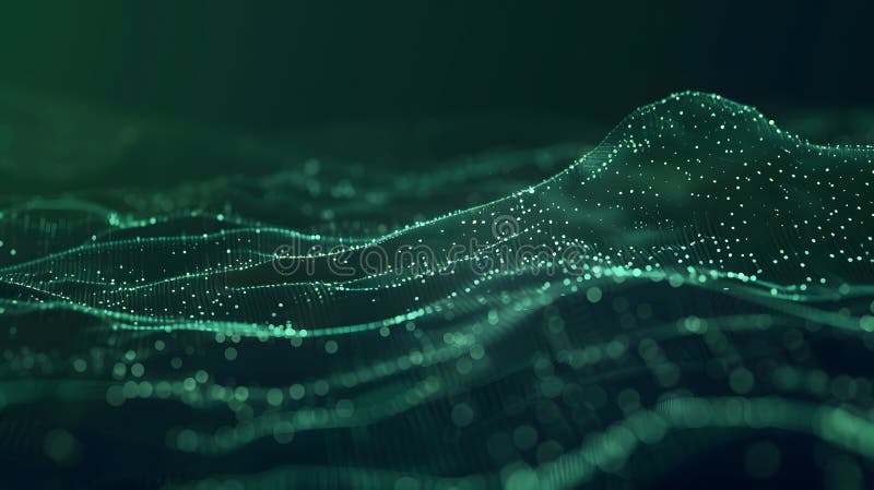 Polygonal Waves and Dots on Dark Green Background - AI Generated Stock ...