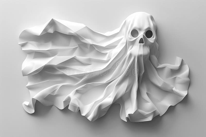 Polygonal White Background with Halloween Ghost Shape. Stock ...