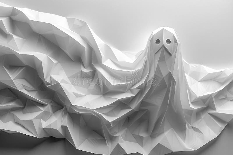 Polygonal White Background with Halloween Ghost Shape. Stock Photo ...
