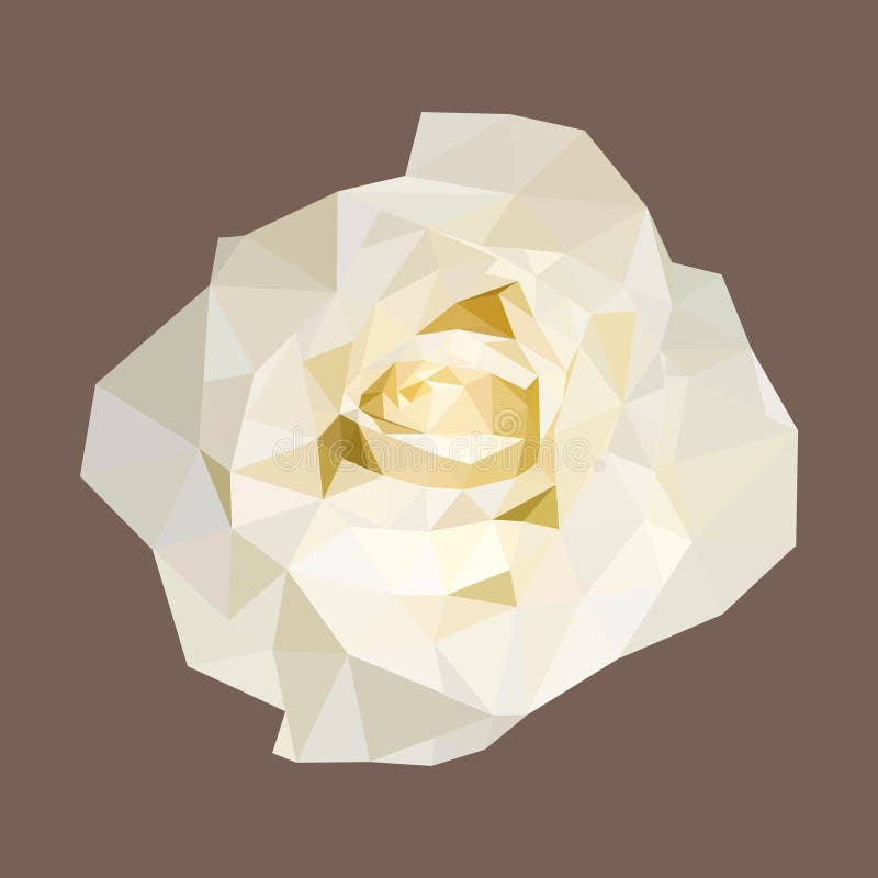 Polygonal White Rose, Polygon Geometric Flower, Isolated Vector Stock ...