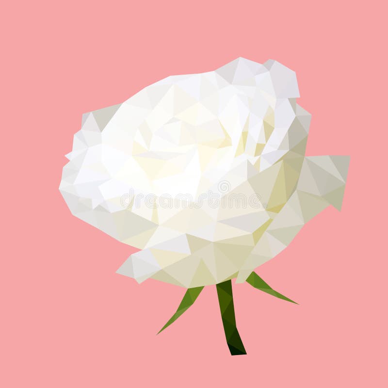 Polygonal White Rose, Polygon Triangle Flower, Flower Stock Vector ...