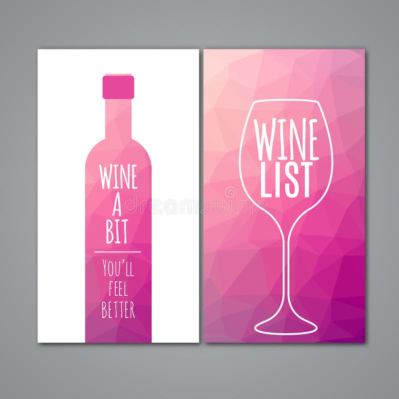 Polygonal Wine Menu Design Template. Restaurant Bar Menu for Wine Stock ...