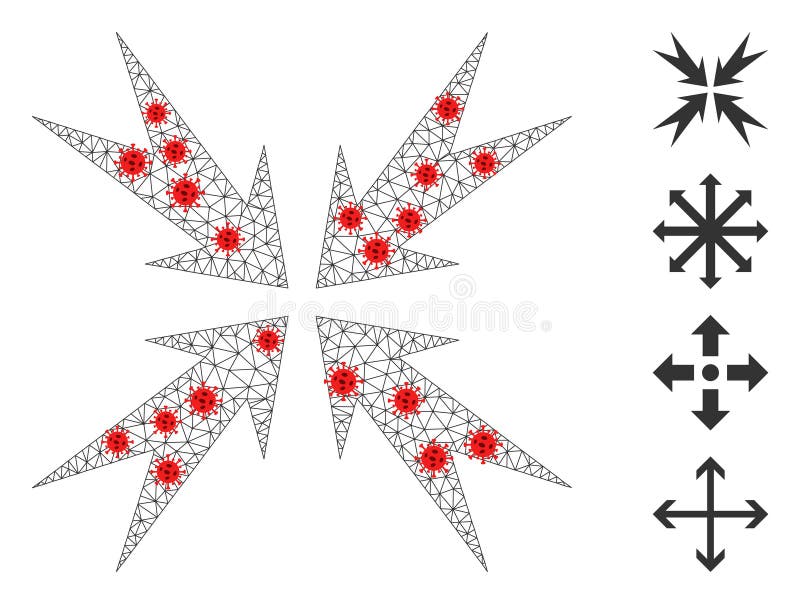 Polygonal Wire Frame Compression Arrows Pictogram with Pathogen Nodes ...