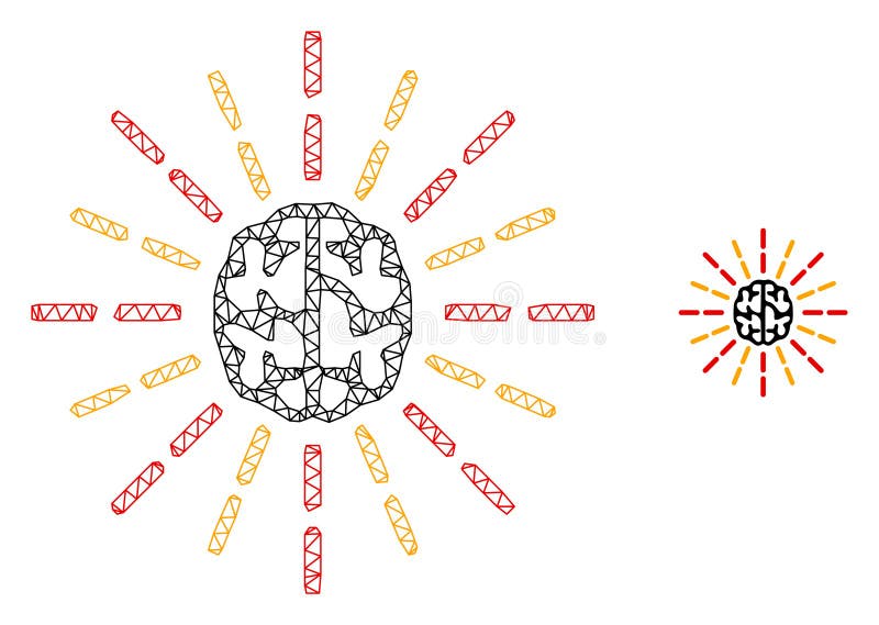 Polygonal Wire Frame Mesh Brain Shine Icon Stock Vector - Illustration ...