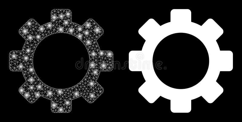 Polygonal Wire Frame Mesh Cog with Glare Spots Stock Illustration ...