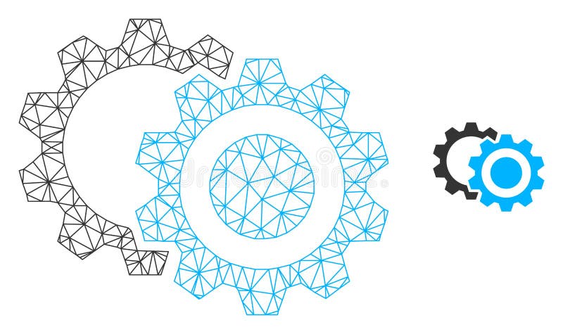 Polygonal Wire Frame Mesh Gears Icon Stock Vector - Illustration of ...