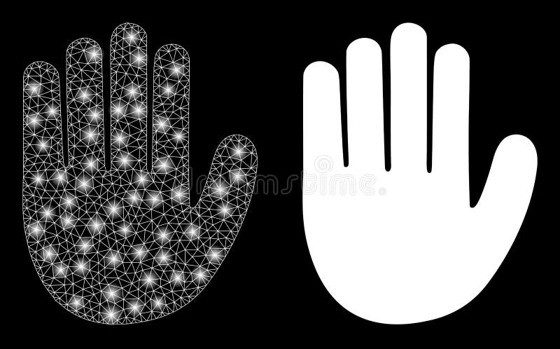 Polygonal Wire Frame Mesh Hand Palm with Light Spots Stock Vector ...