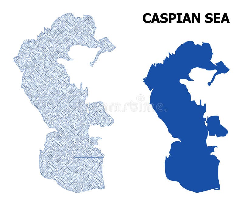 Polygonal Wire Frame Mesh High Detail Vector Map of Caspian Sea ...