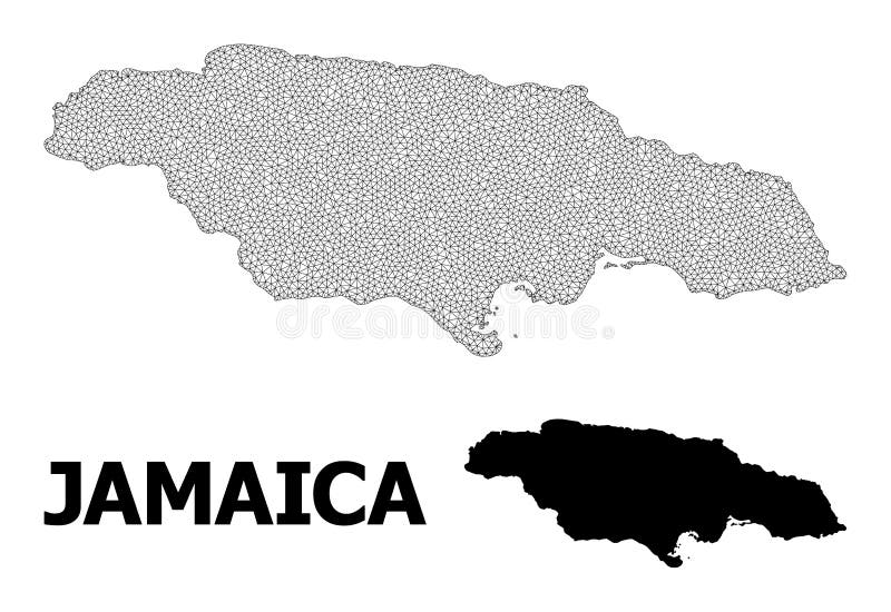 Polygonal Wire Frame Mesh High Detail Vector Map of Jamaica ... Polygonal Wire Frame Mesh High Detail Vector Map of Jamaica ...