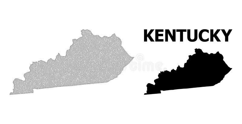 Polygonal Wire Frame Mesh High Detail Vector Map of Kentucky State ...