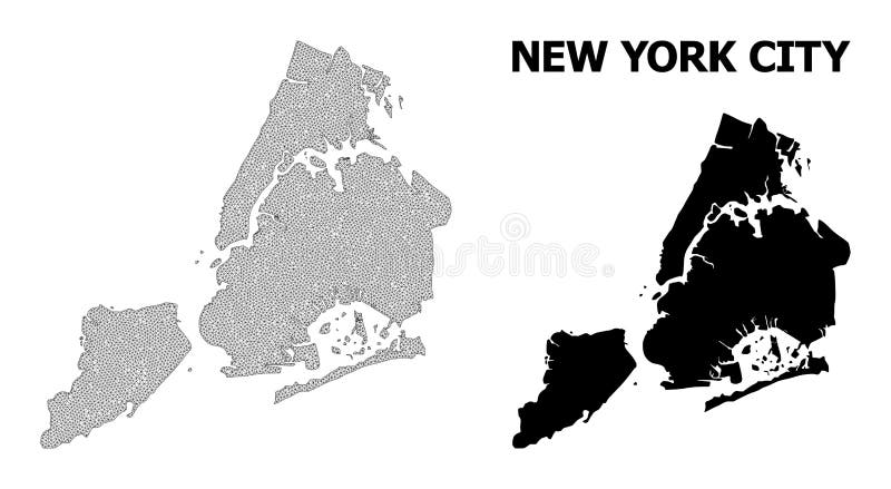 Polygonal Wire Frame Mesh High Detail Vector Map of New York City ...