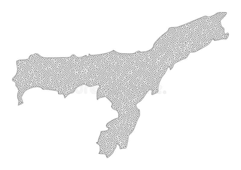 Polygonal Wire Frame Mesh High Resolution Raster Map of Assam State ...