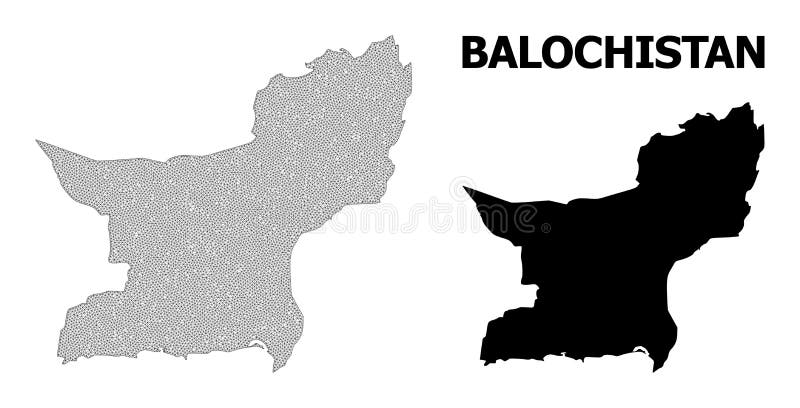 Polygonal Wire Frame Mesh High Resolution Vector Map of Balochistan ...
