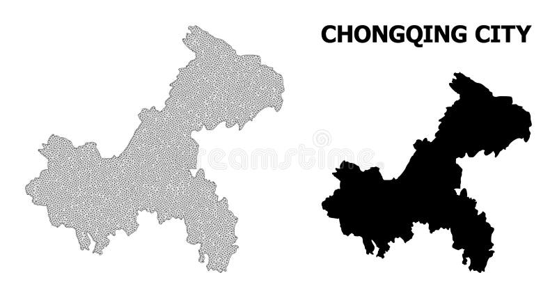Polygonal Wire Frame Mesh High Resolution Vector Map of Chongqing ...