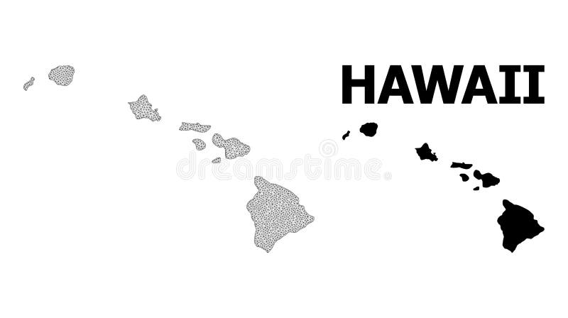 Polygonal Wire Frame Mesh High Resolution Vector Map of Hawaii State ...