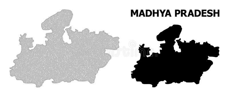 Polygonal Wire Frame Mesh High Resolution Vector Map of Madhya Pradesh ...