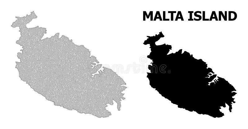 Polygonal Wire Frame Mesh High Resolution Vector Map of Malta Island ...