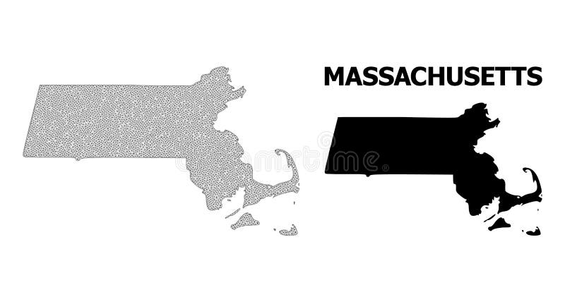 Polygonal Wire Frame Mesh High Resolution Vector Map of Massachusetts ...