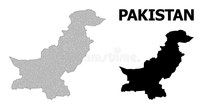Polygonal Wire Frame Mesh High Resolution Vector Map of Pakistan ...