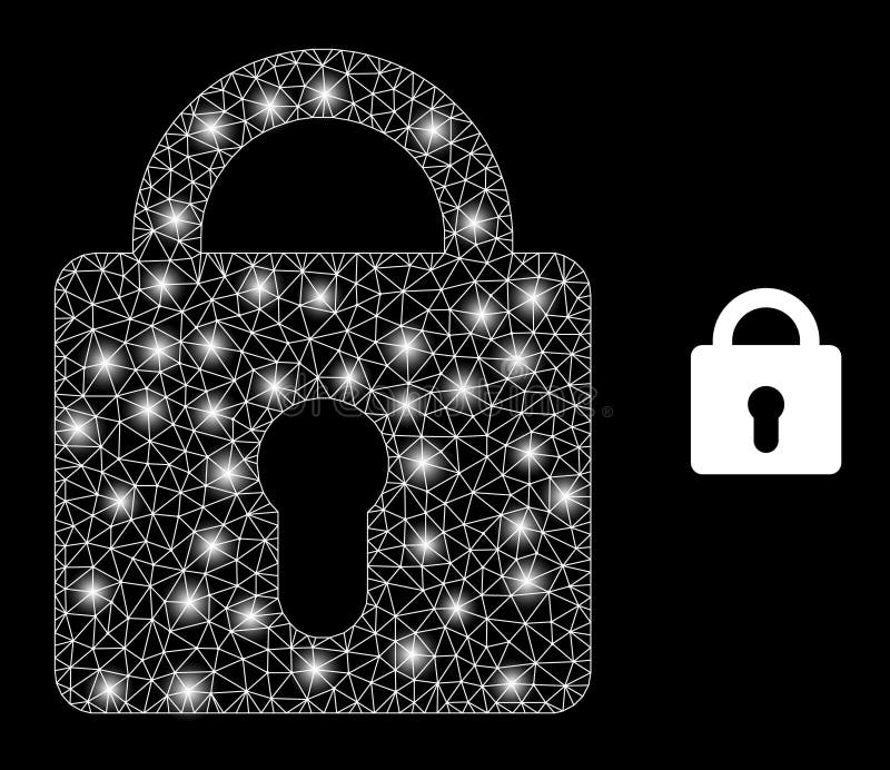 Polygonal Wire Frame Mesh Lock with Lightspots Stock Vector ...