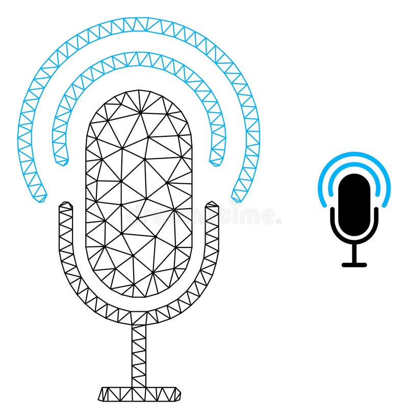 Polygonal Wire Frame Mesh Microphone Icon Stock Vector - Illustration ...