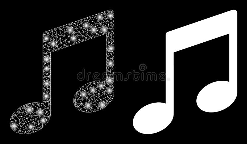 Polygonal Wire Frame Mesh Musical Notes with Glare Spots Stock Vector ...