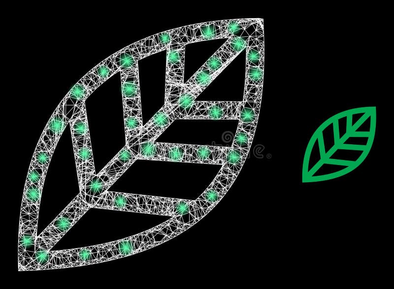 Polygonal Wire Frame Mesh Plant Leaf with Glare Spots Stock Vector ...