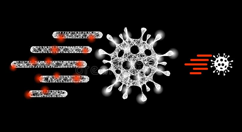 Polygonal Wire Frame Mesh Rush Virus with Glare Spots Stock Vector ...
