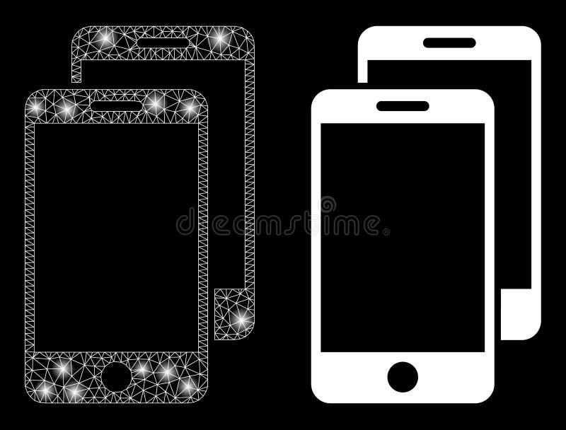 Polygonal Wire Frame Mesh Smartphones with Lightspots Stock Vector ...