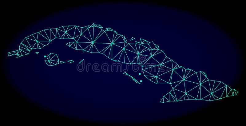 Polygonal Wire Frame Mesh Vector Abstract Map of Cuba Stock Vector ...