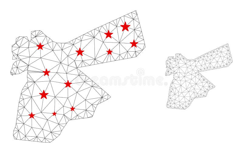 Polygonal Wire Frame Mesh Vector Jordan Map with Stars Stock Vector ...