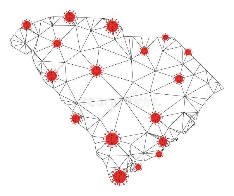 Polygonal Wire Frame Mesh Vector South Carolina State Map with ...