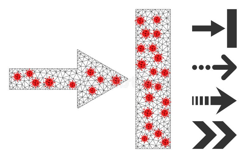 Polygonal Wire Frame Move Right Pictogram with Coronavirus Nodes Stock ...