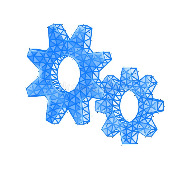 Polygonal Wireframe Gears Composition Stock Photo - Image of growth ...
