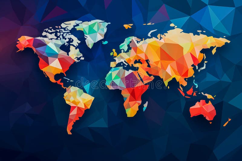 Polygonal World Map on Dark Geometric Background. Stock Illustration ... Polygonal World Map on Dark Geometric Background. Stock Illustration ...