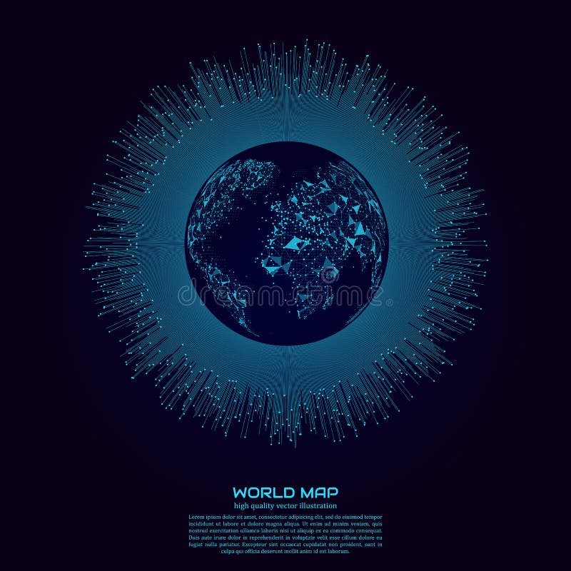Polygonal World Map. Point and Line Composition. Global Network ...