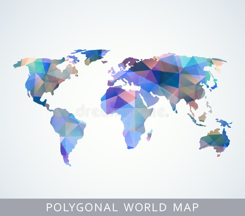 Polygonal World Map stock illustration. Illustration of geography ...