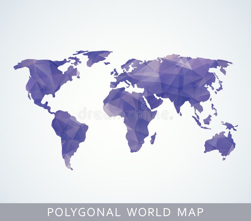 Polygonal World Map stock illustration. Illustration of america - 195484474